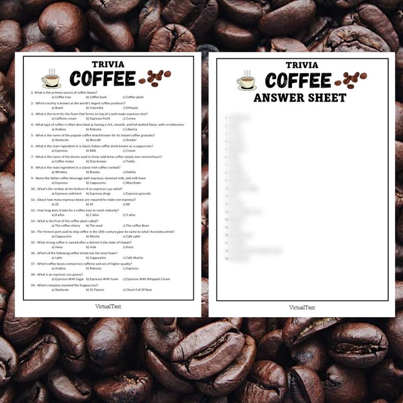 Coffee Trivia, Coffee Quiz, Pub Trivia, Beer Gaming, Alcohol Trivia ...