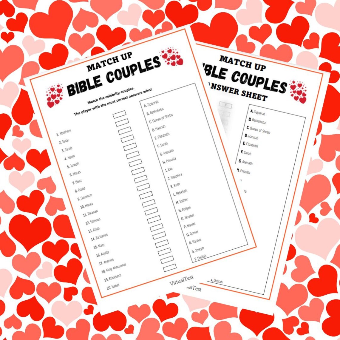 Bible Couples Match up Game: Christian Valentine's Day (PDF) - Etsy