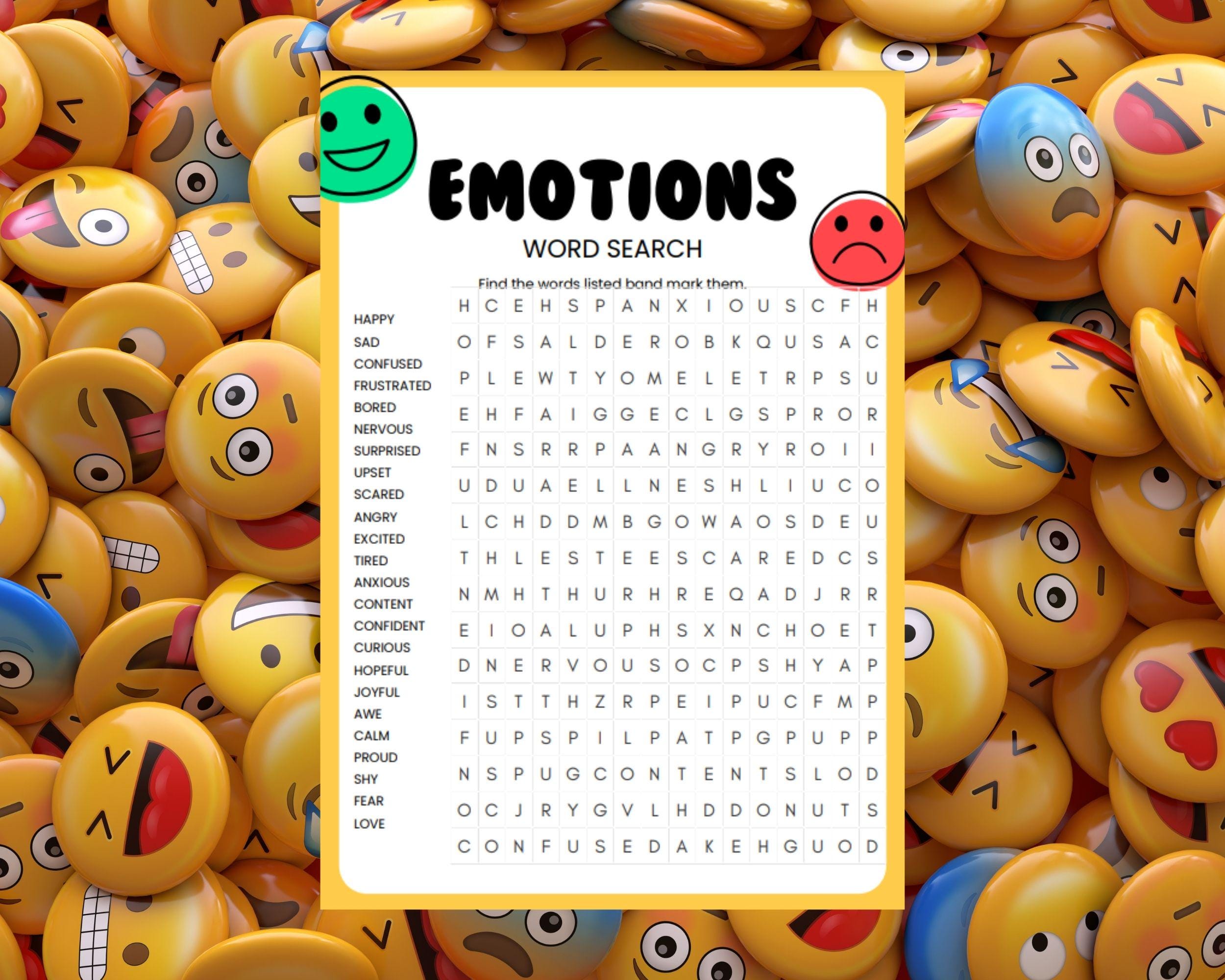 Hard Emotions Word Search Printable | Word Search Book | Word Search ...