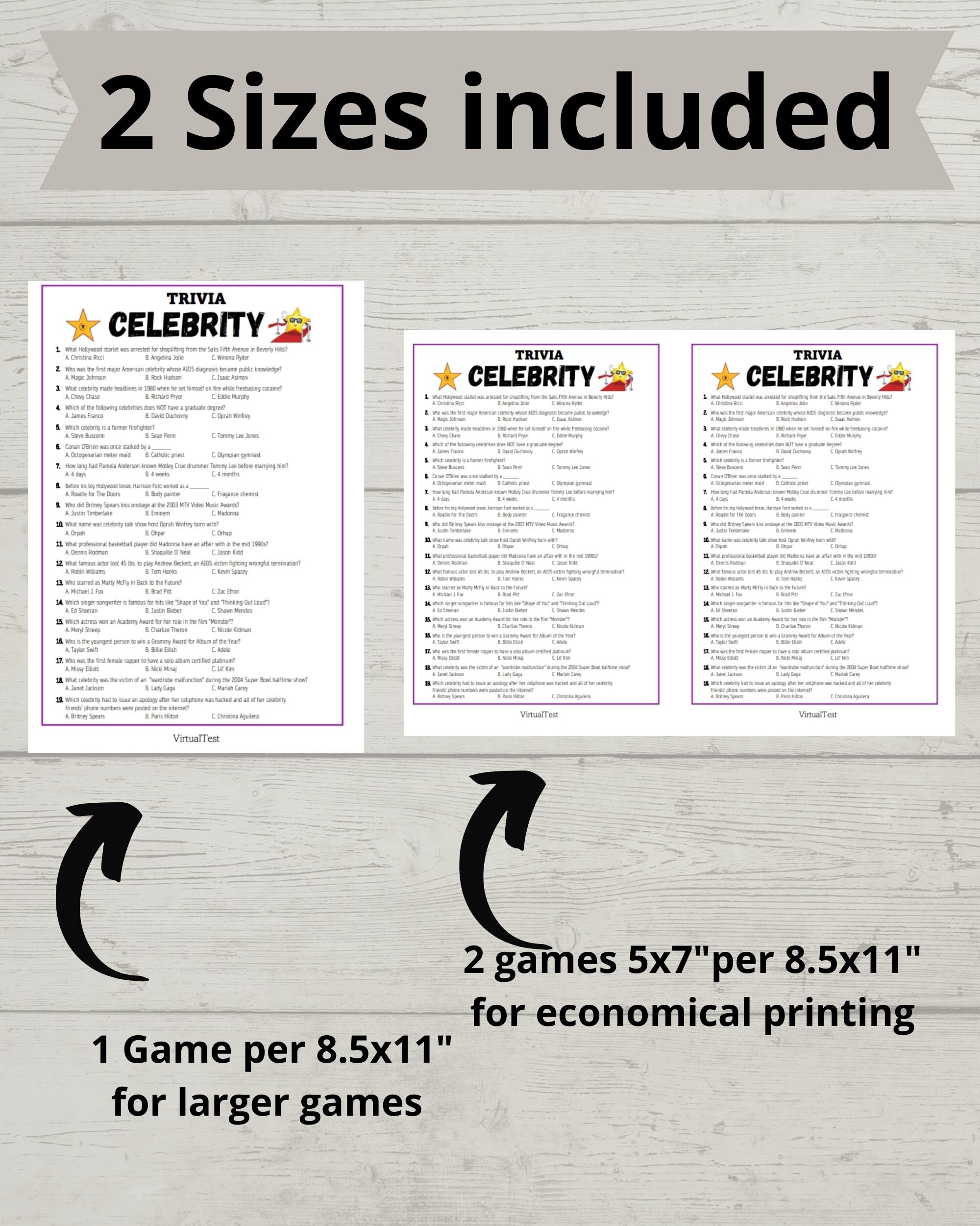 Celebrity Trivia Game: Hollywood Quiz, Family Game Night (PDF Download ...