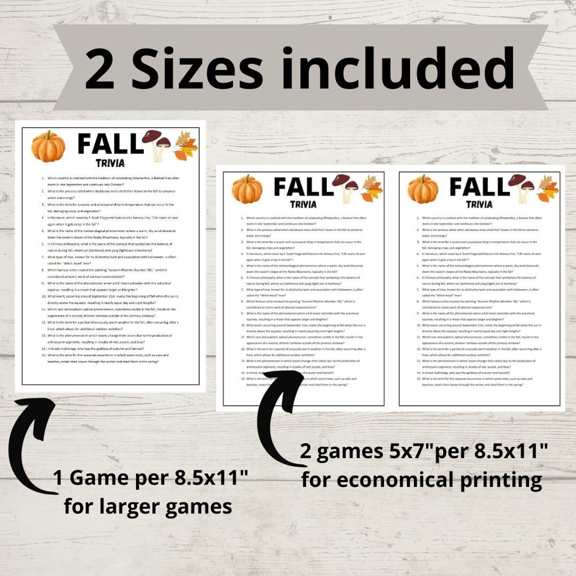 Fall Trivia Game: Autumn Quiz Printable (PDF Download) - Etsy