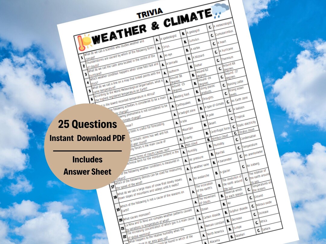 Weather and Climate Trivia Game - Fun & Educational Quiz for All Ages ...