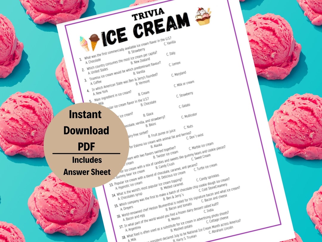 Ice Cream Quiz, Ice Cream Game, Ice Cream Party, Ice Cream Trivia, Pool ...
