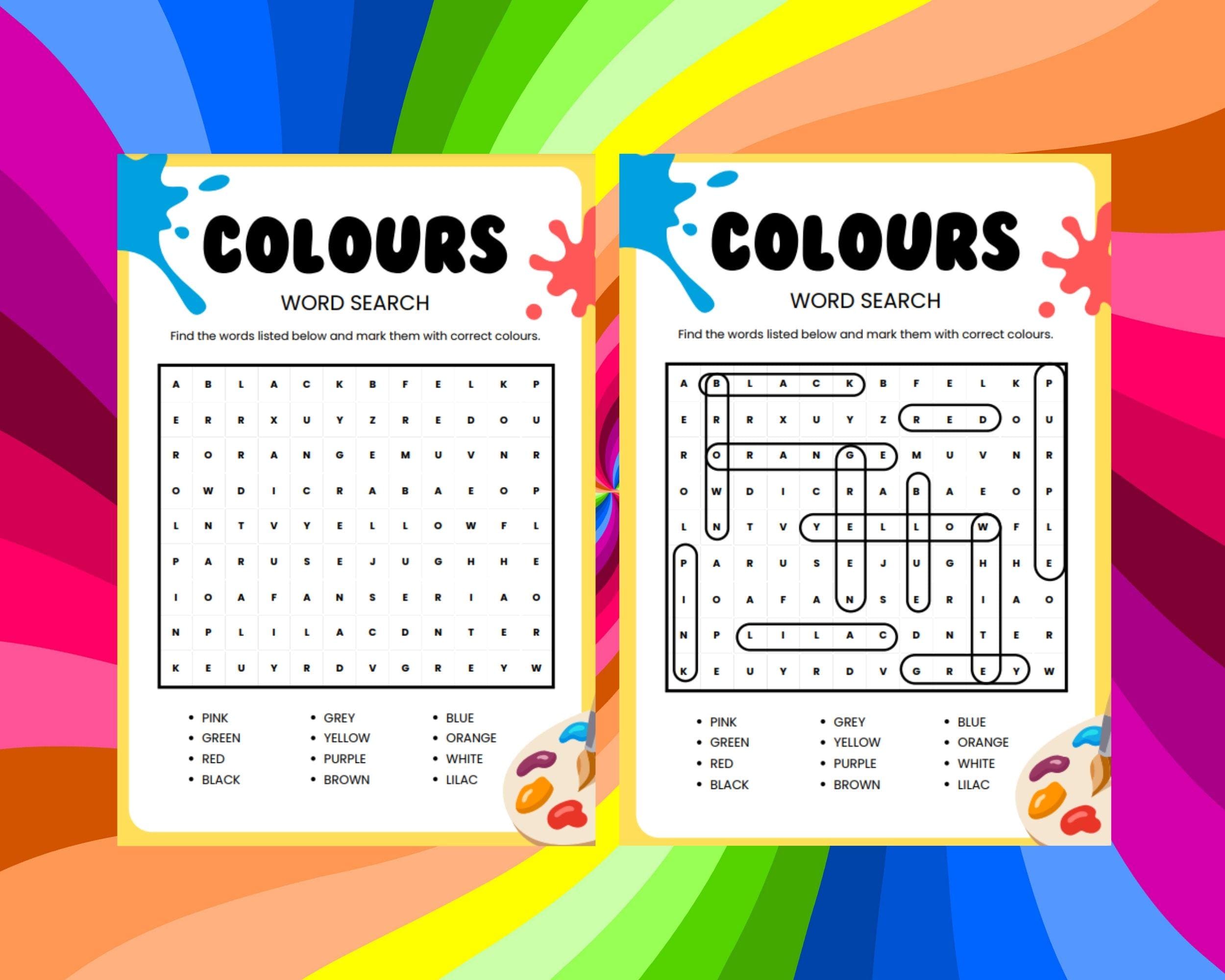 Easy Colours Word Search Printable Word Search Games Printable Word ...