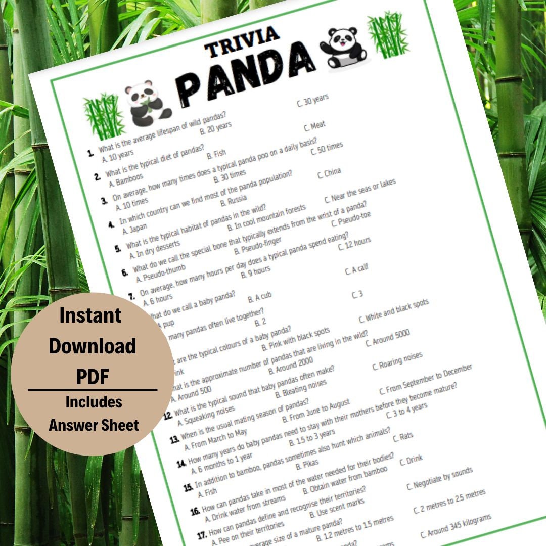 Panda Trivia, Animal Trivia, Animal Trivia Game, Fun Animal Trivia, Pub Trivia, Trivia Questions ...