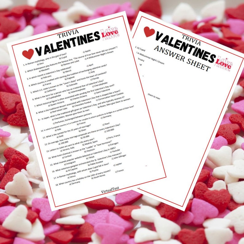 Valentines Day Trivia | Valentines Trivia Game |valentine Trivia Quiz ...