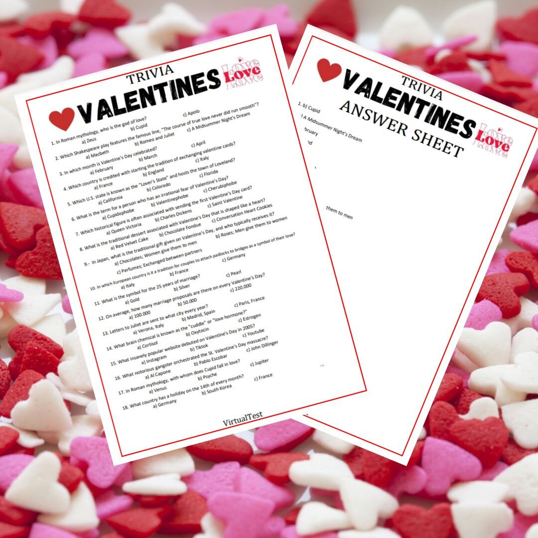 Valentines Day Trivia | Valentines Trivia Game |valentine Trivia Quiz ...