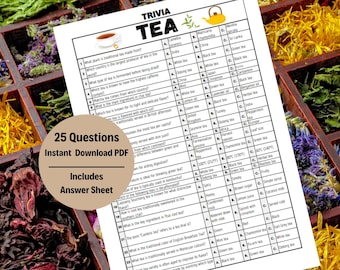 Tea Trivia | Tea Trivia Game | Printable Tea Trivia | Printable Trivia ...