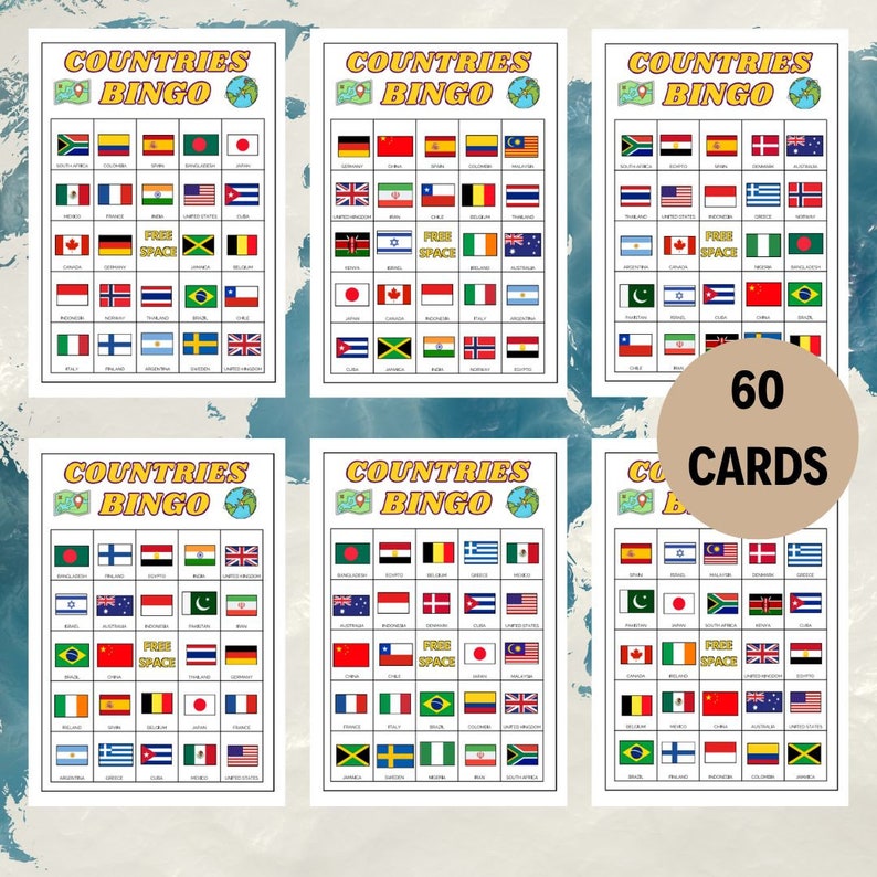 Countries Bingo Game: Geography Classroom Activity (PDF Download) - Etsy