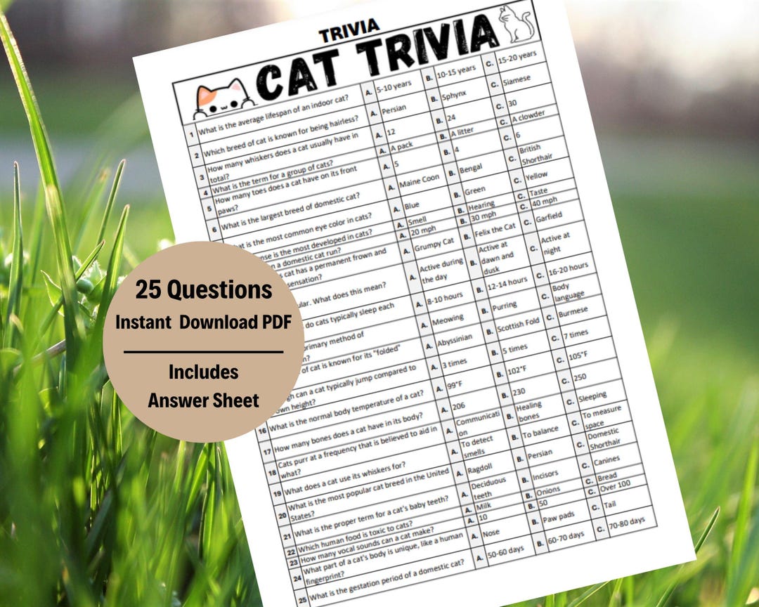 Cat Trivia, Cat Quiz, Animal Trivia, Animal Trivia Game, Fun Animal ...
