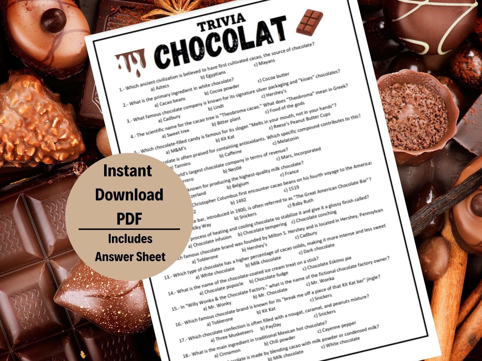 Chocolate Trivia, Chocolate Quiz, Chocolate Day, Trivia Questions ...