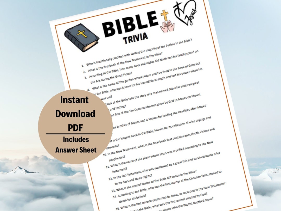 Bible Trivia Game: Printable Church Quiz (PDF Download) - Etsy