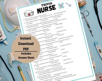 Nurse Trivia Nurse Trivia Game Printable Nurse Trivia Printable Trivia ...