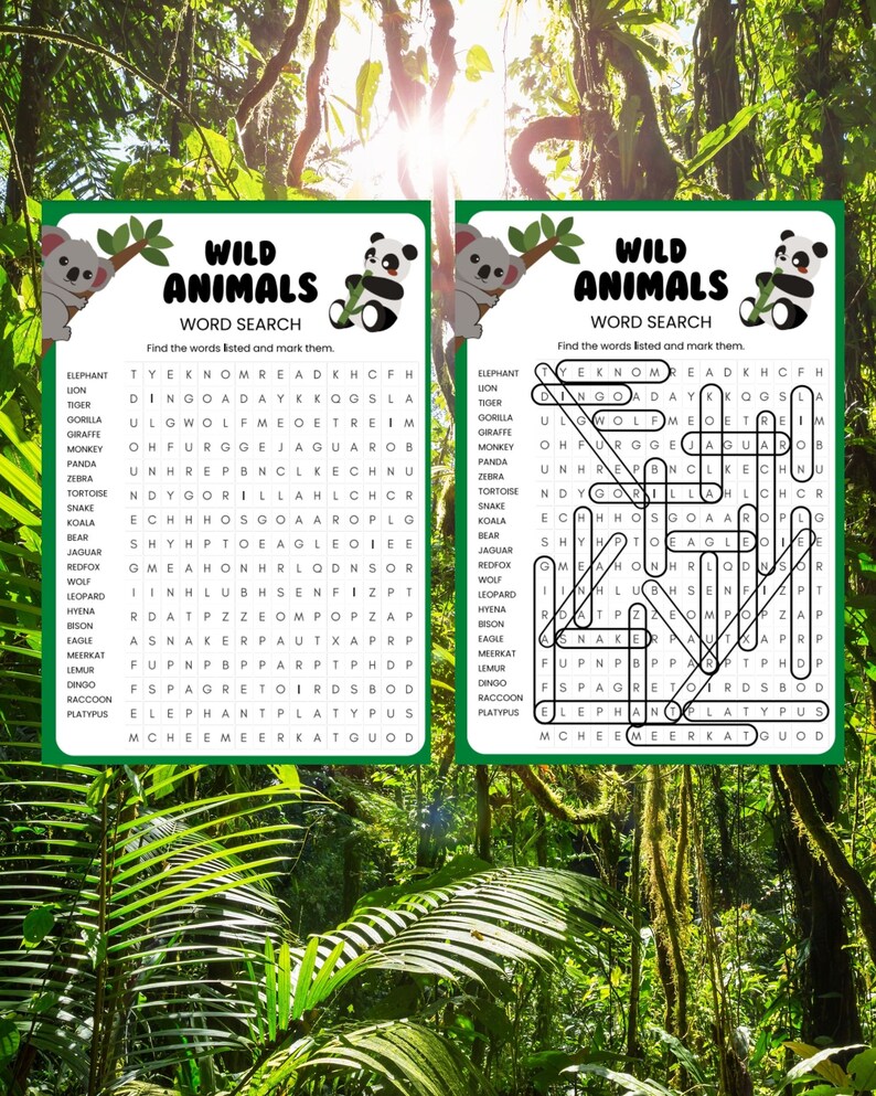Animal Word Search, Custom Word Search, Word Search Pdf, Wordsearch ...