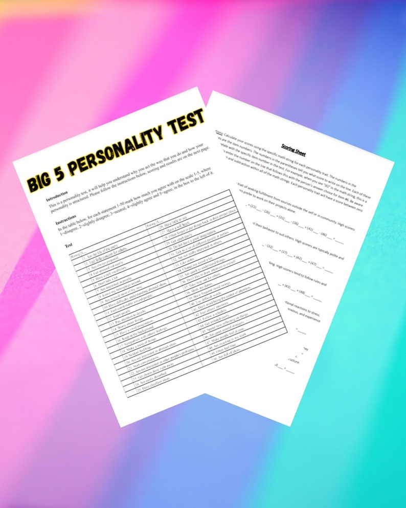 Big 5 Personality Test: Printable Psychological Assessment (PDF) - Etsy