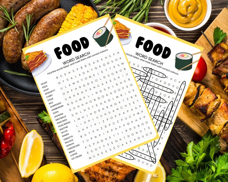 Hard Food Word Search Printable | Word Search Puzzle | Words Search ...
