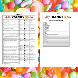 Candy Trivia Game: Printable Sweet Treats Quiz (digital Download) - Etsy