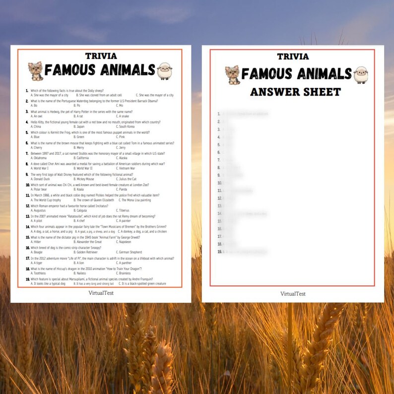 Famous Animal Trivia, Animal Trivia Game, Fun Animal Trivia, Pub Trivia ...