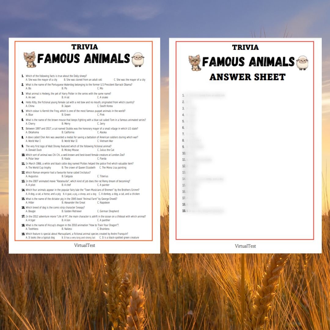 Famous Animal Trivia, Animal Trivia Game, Fun Animal Trivia, Pub Trivia ...