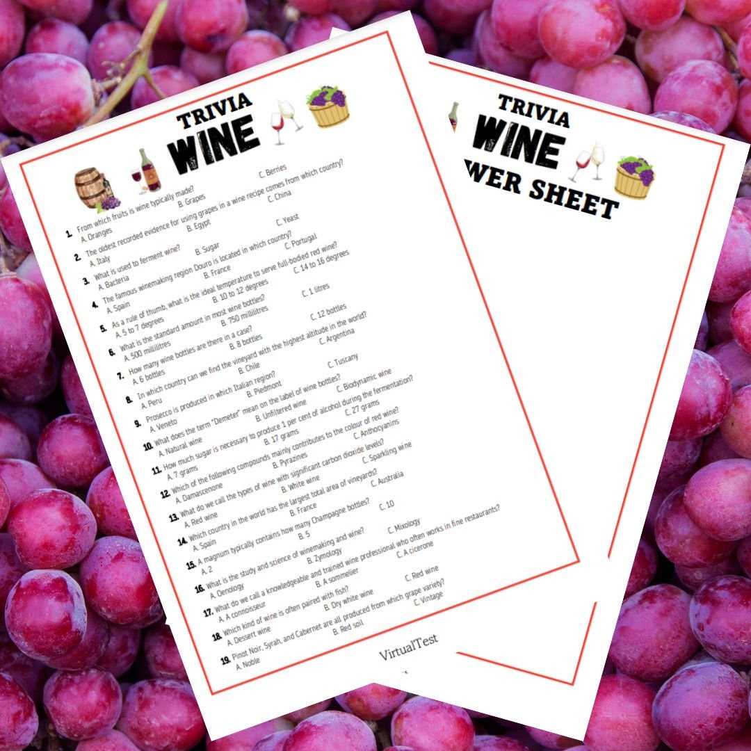 Wine Trivia, Pub Trivia, Wine Gaming, Alcohol Trivia, Trivia, Trivia ...