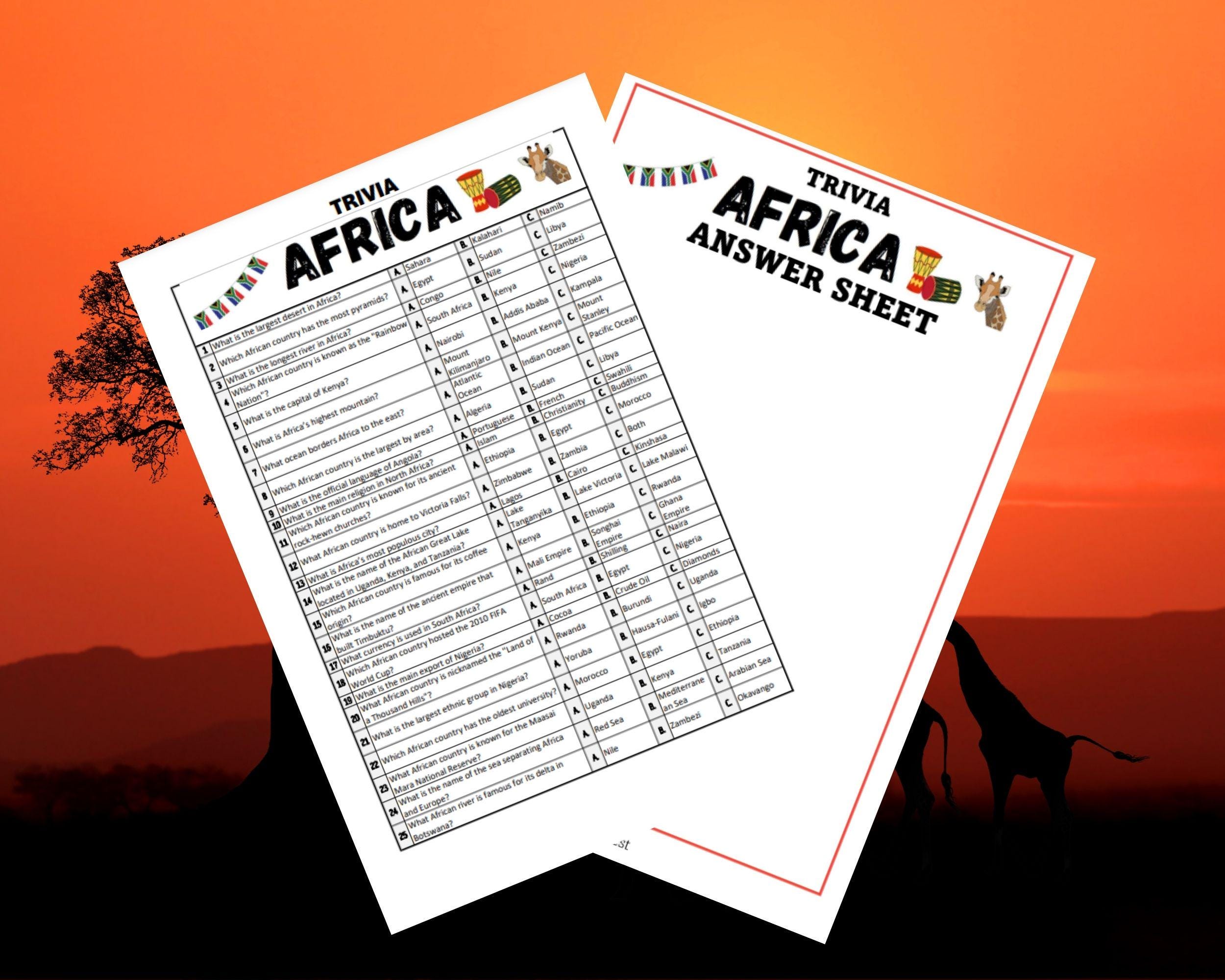 Africa Trivia Quiz, Africa Trivia, Africa Games, History Game, Trivia ...