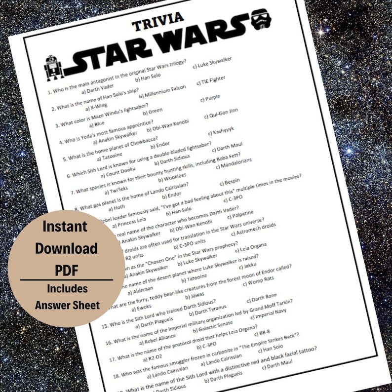 Star Wars Trivia, Star Wars Questions, Star Wars Party, Star Wars Game ...
