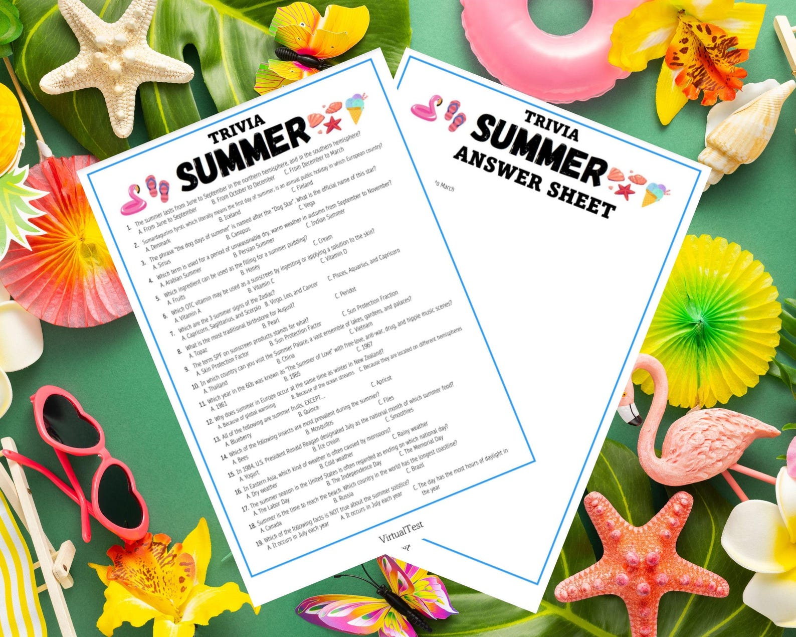 Summer Trivia, Summer Trivia Game, Summer Themed Trivia, Summer ...