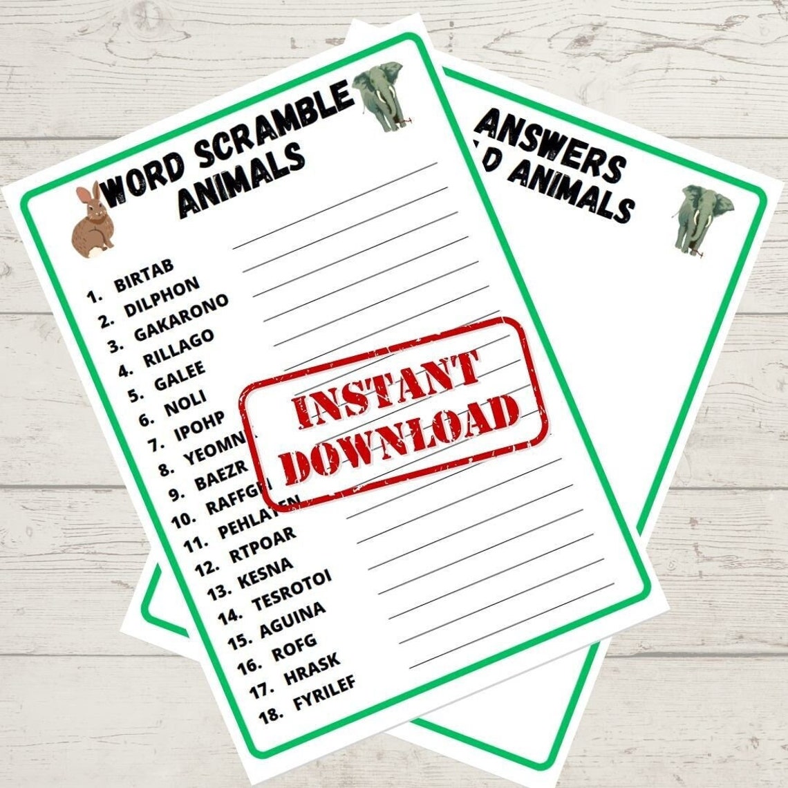 Wild Animal Scramble Printable | Printable Games | Scramble Game ...