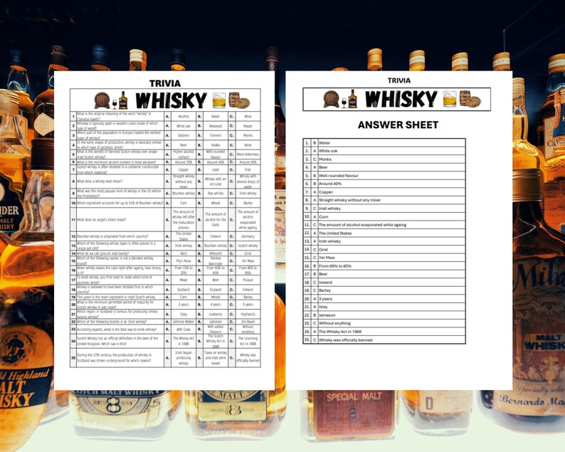 Whisky Trivia Game: Fun Quiz for Whisky Lovers (digital Download) - Etsy