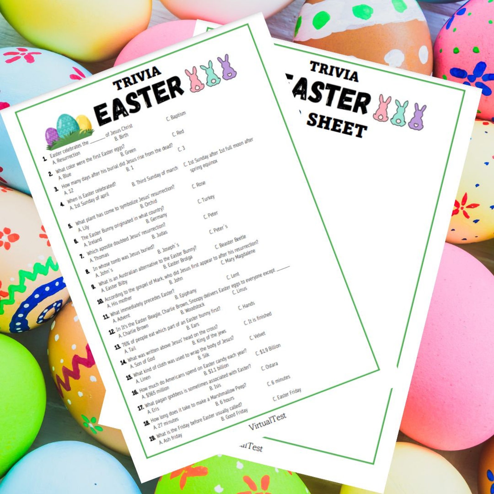 Easter Trivia Game: Family Fun, Easter Activities (PDF Download) - Etsy
