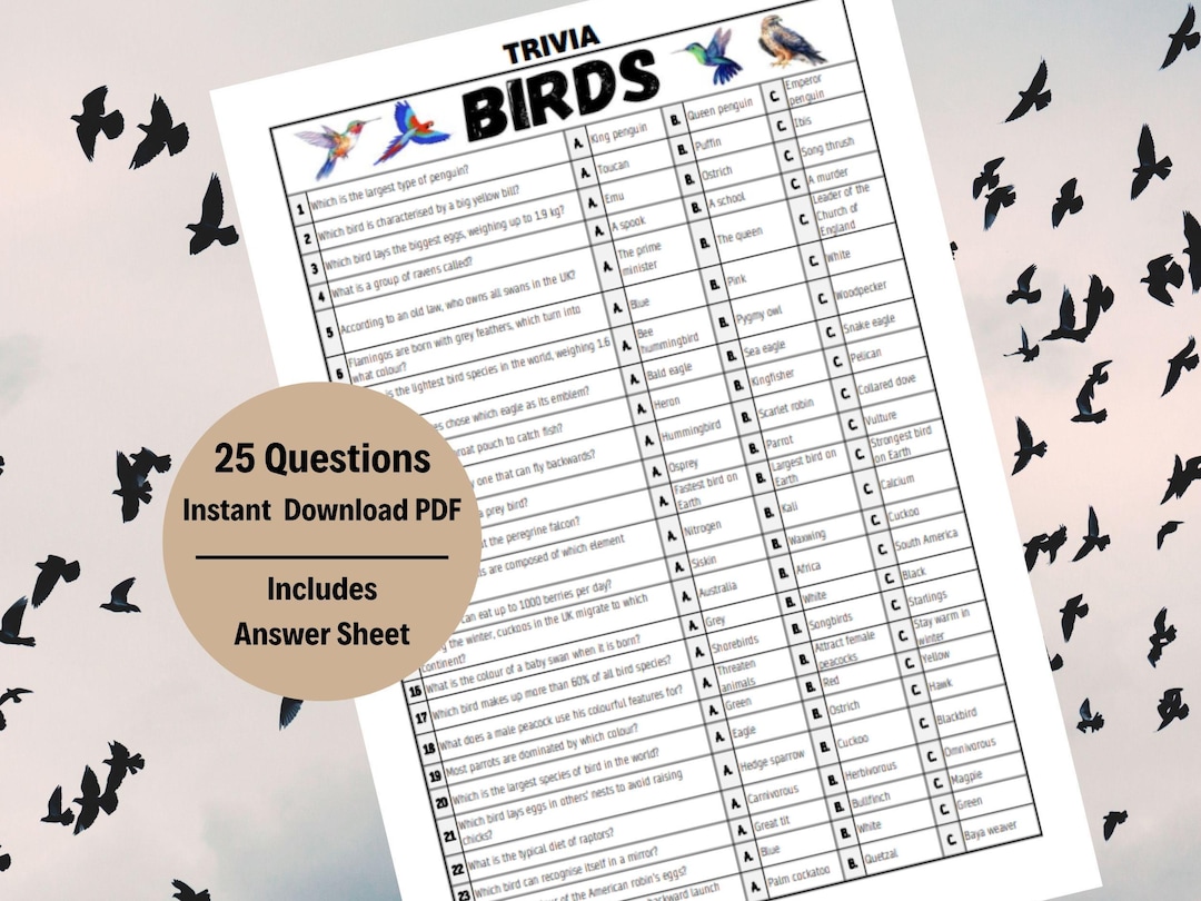 Birds Trivia Game: Fun Facts & Quizzes (digital Download) - Etsy UK