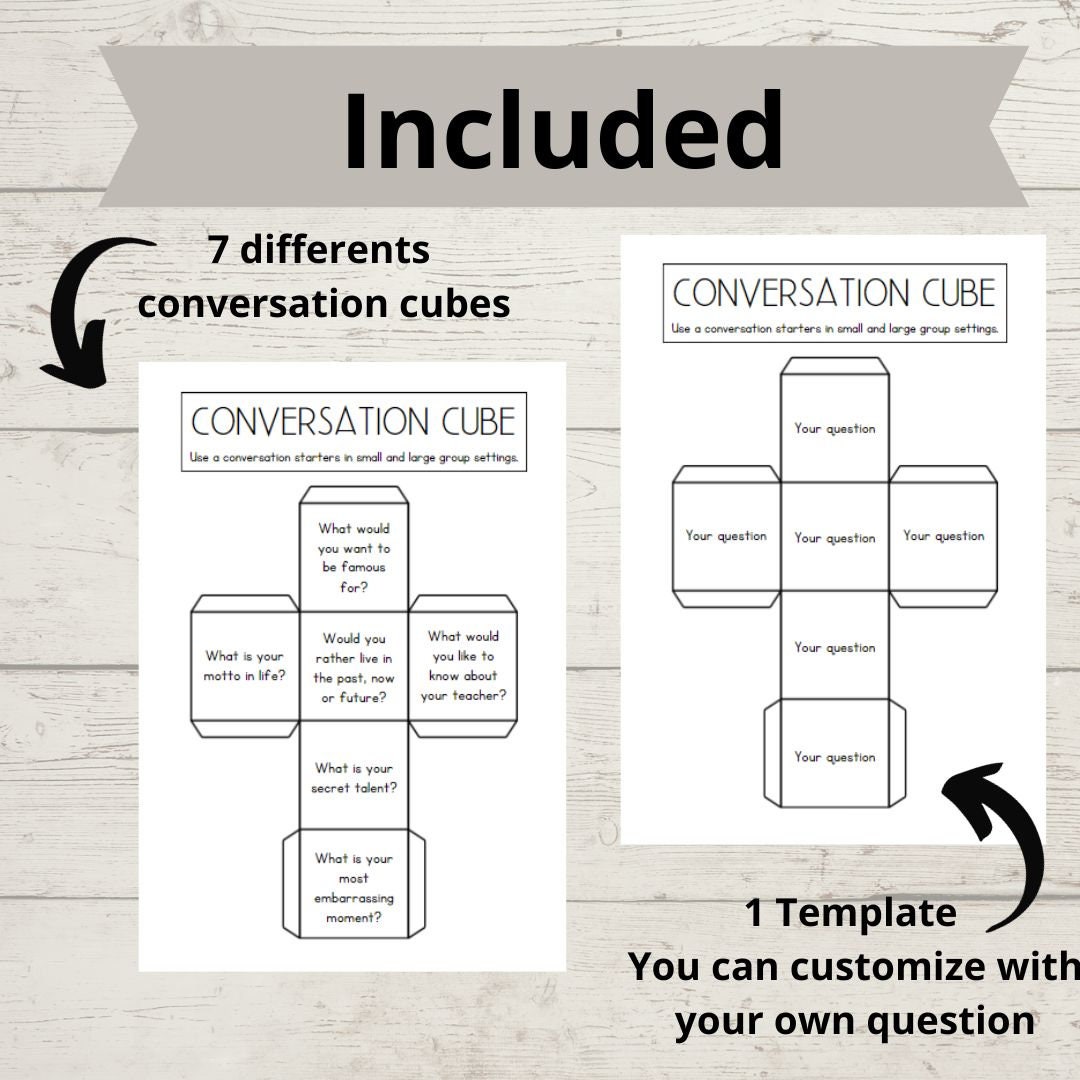 Conversation Cube Conversation Starter Cube Conversation Starter Cards ...