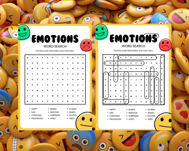 Emotions Word Search: Fun Printable Game for Kids (PDF) - Etsy