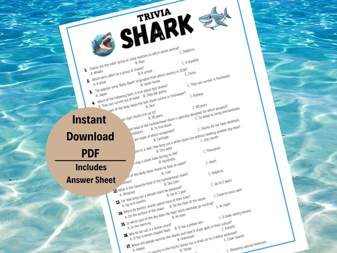 Shark Trivia, Shark Party, Shark Game, Shark Quiz, Animal Trivia ...