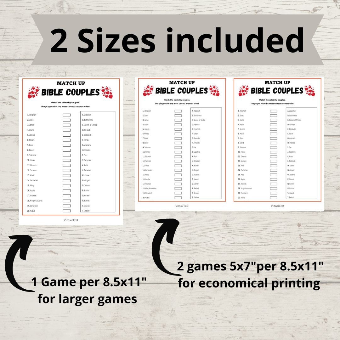 Bible Couples Match up Game Printable | Bible Couples Match up |bible ...