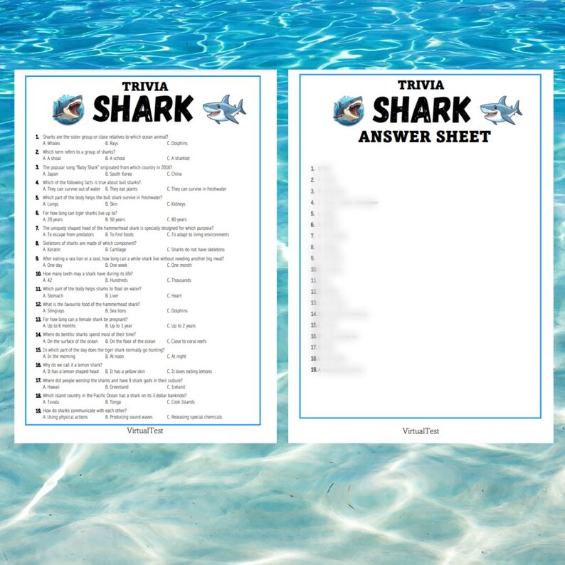 Shark Trivia, Shark Party, Shark Game, Shark Quiz, Animal Trivia ...