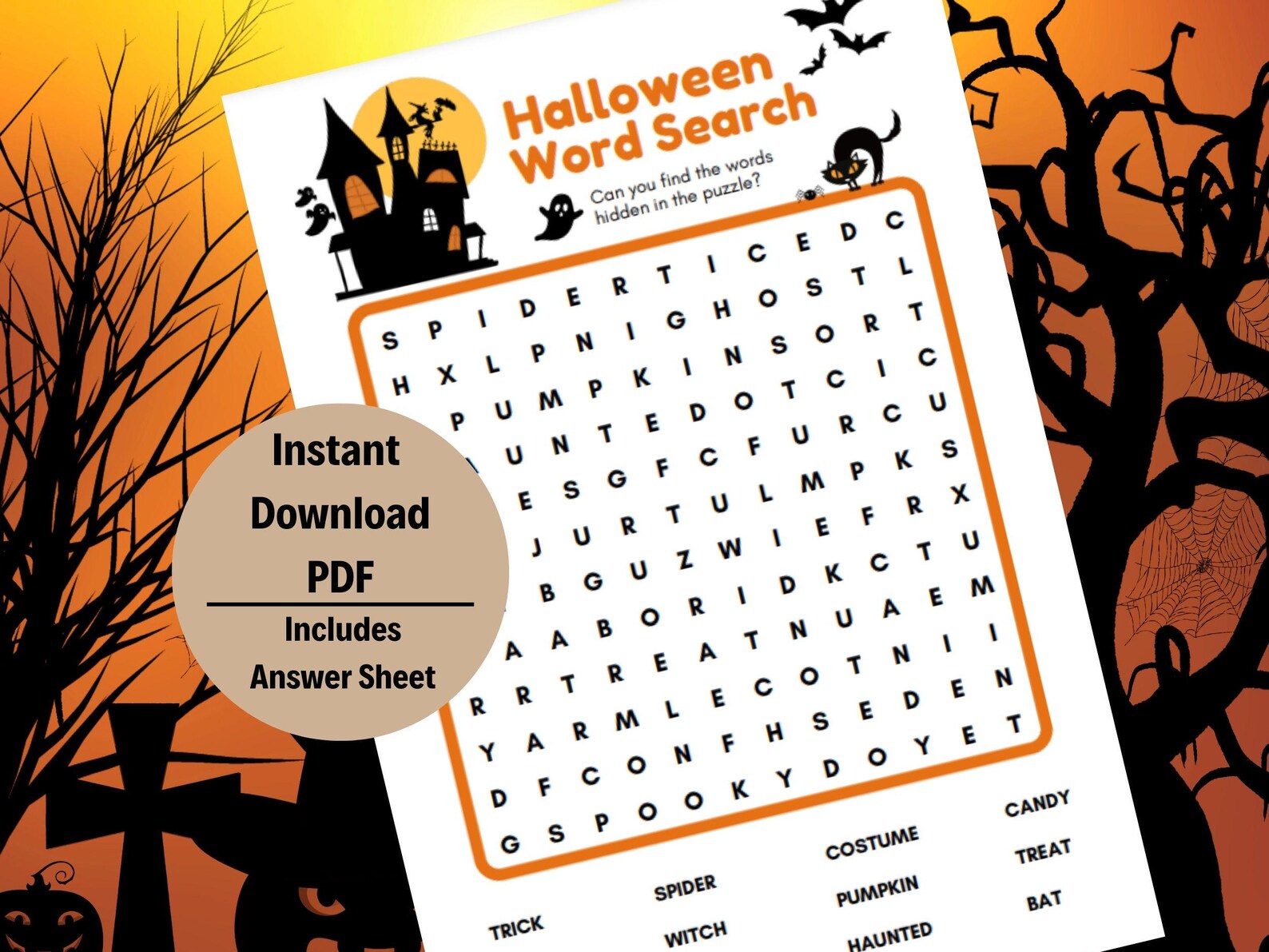 Easy Halloween Word Search Printable | Word Search Puzzle | Words ...