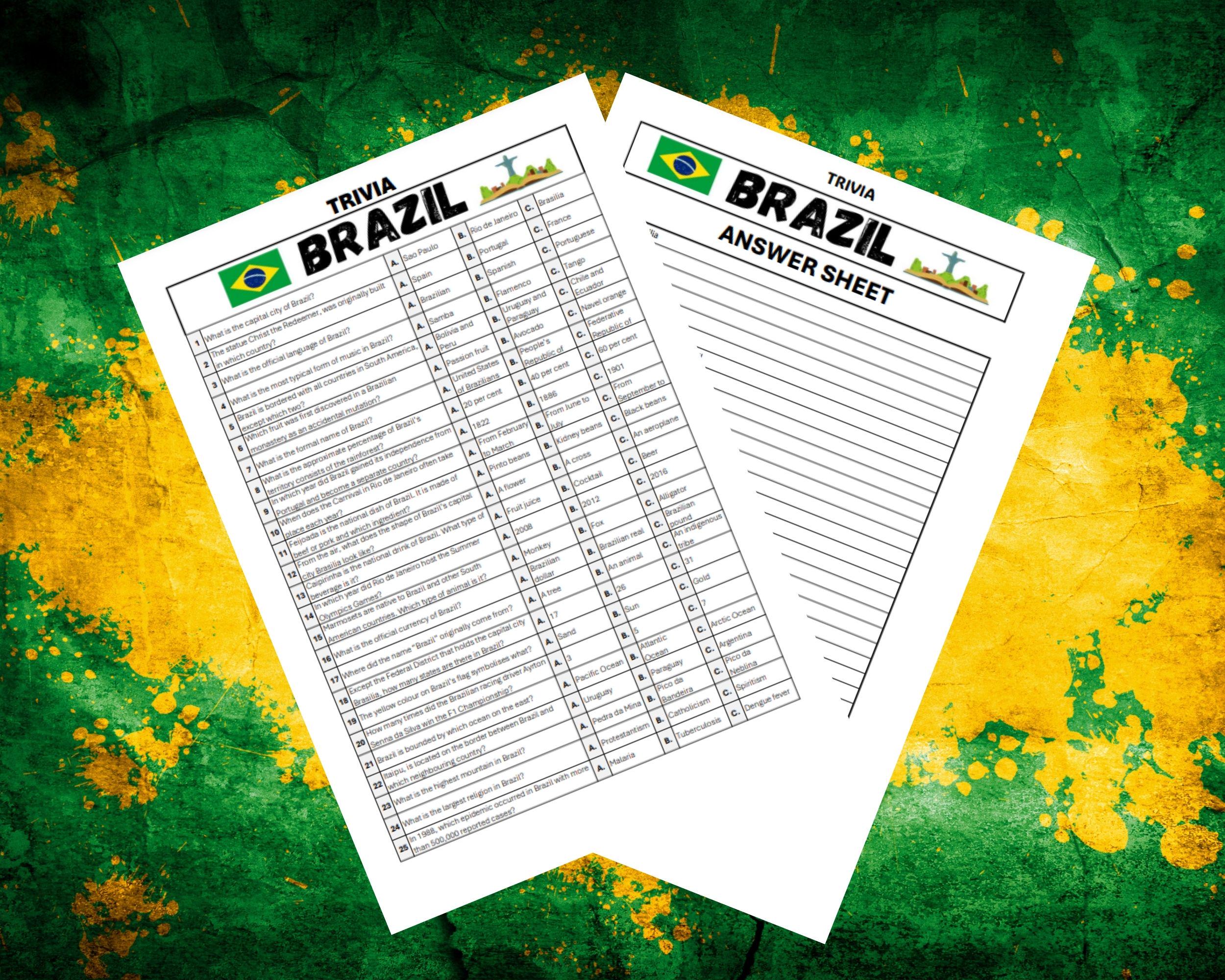 Brazil Trivia Game: Fun Quiz for Family & Parties (digital Download) - Etsy