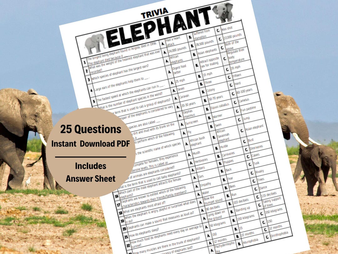 Elephant Trivia: Fun Facts & Games, Educational Gifts for Kids and ...
