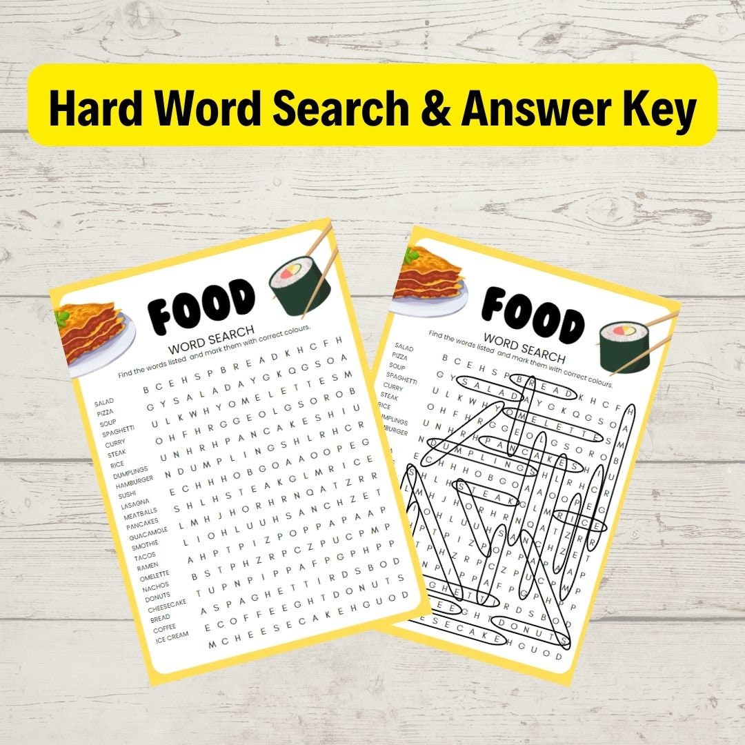 Food Word Search Printable Word Search Puzzle Words Search - Etsy Australia