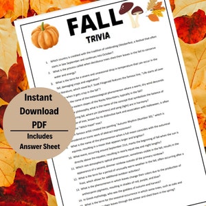 Fall Trivia Game: Autumn Quiz Printable (PDF Download) - Etsy
