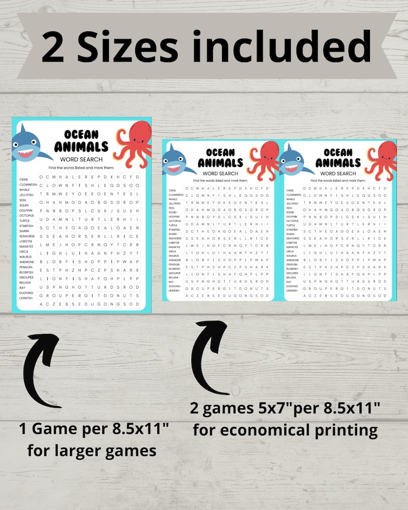 Ocean Animals Word Search Puzzle: Fun Printable Game (PDF) - Etsy
