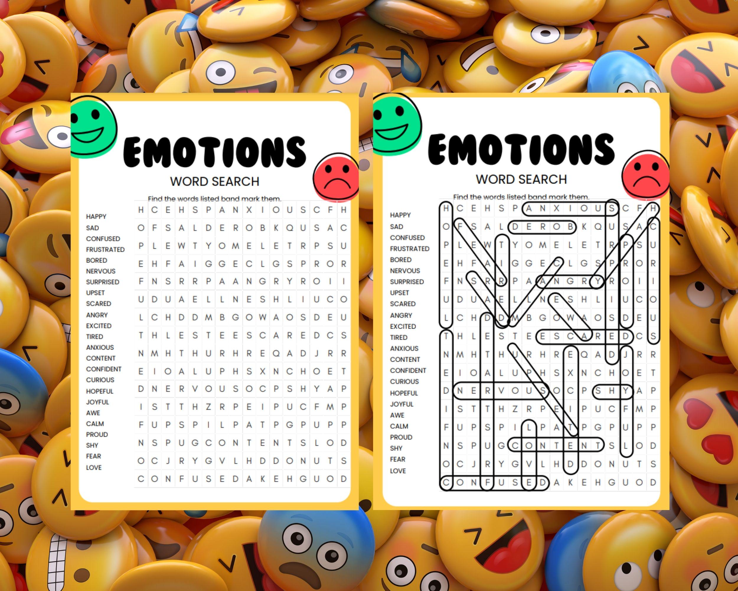 Hard Emotions Word Search Printable | Word Search Book | Word Search ...