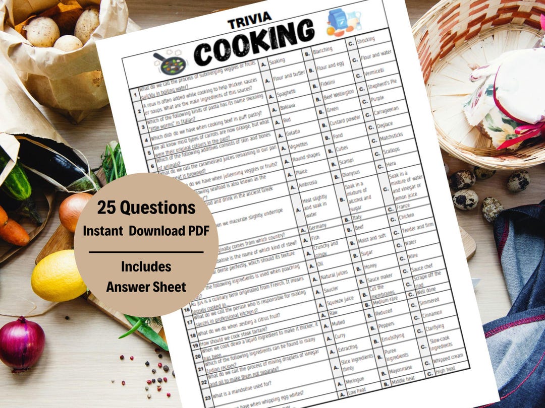 Cooking Trivia, Culinary Trivia, Cooking Trivia Game, Teacher Resources ...