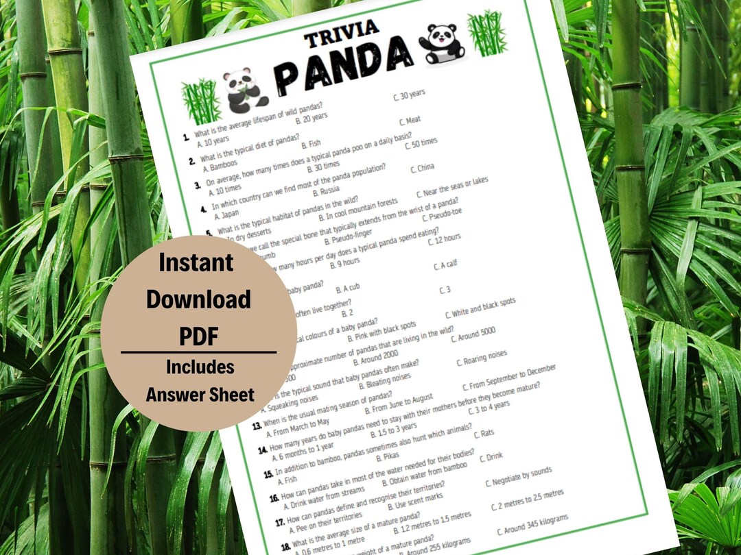 Panda Trivia, Animal Trivia, Animal Trivia Game, Fun Animal Trivia, Pub ...