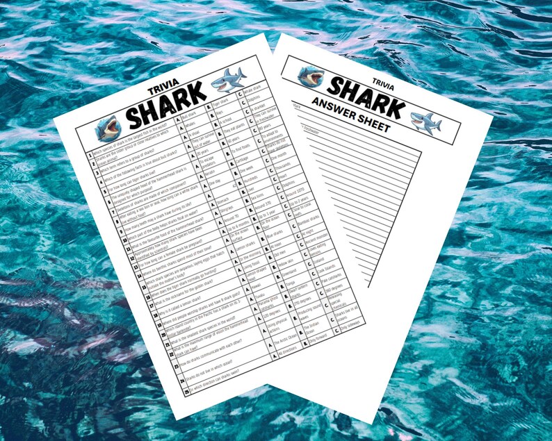 Shark Trivia Quiz: Fun Ocean Facts, Kids & Adults (digital Download) - Etsy