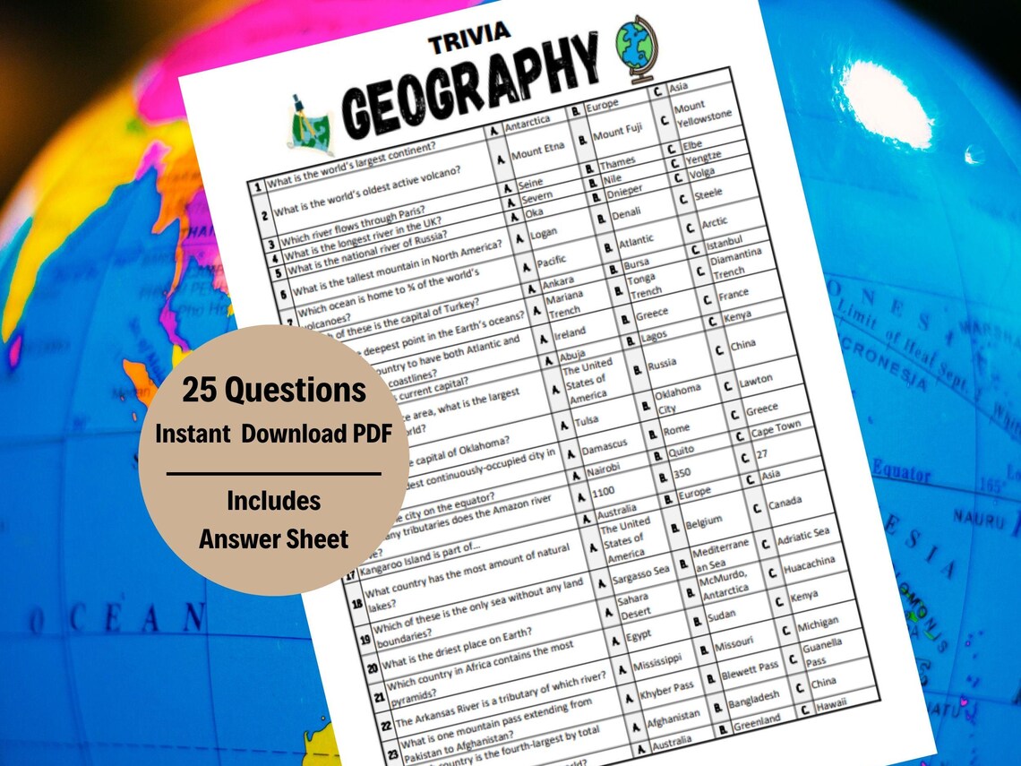 Geography Trivia Game: Fun & Educational Quiz for All Ages, Perfect for ...