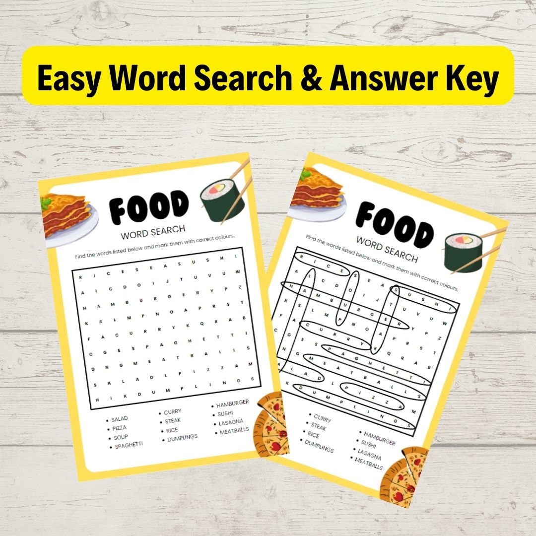 Food Word Search Printable Word Search Puzzle Words Search - Etsy Australia