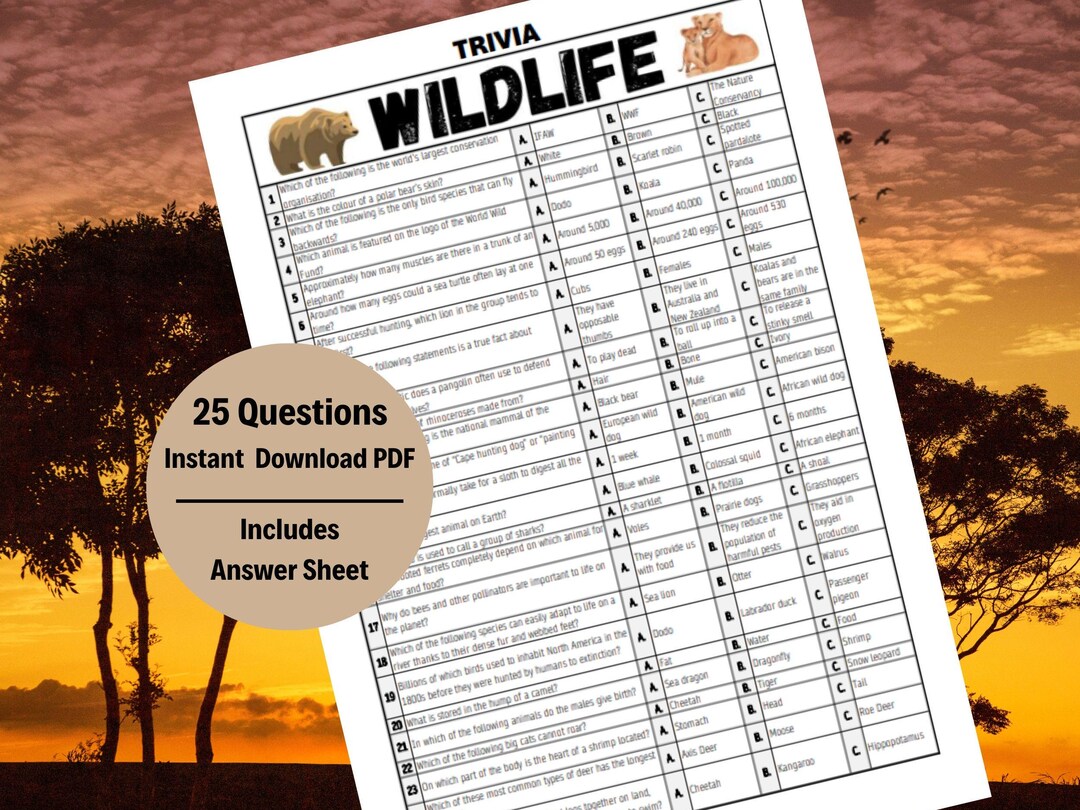 Wildlife Trivia Game, Fun Family Quiz With Facts & Challenges ...