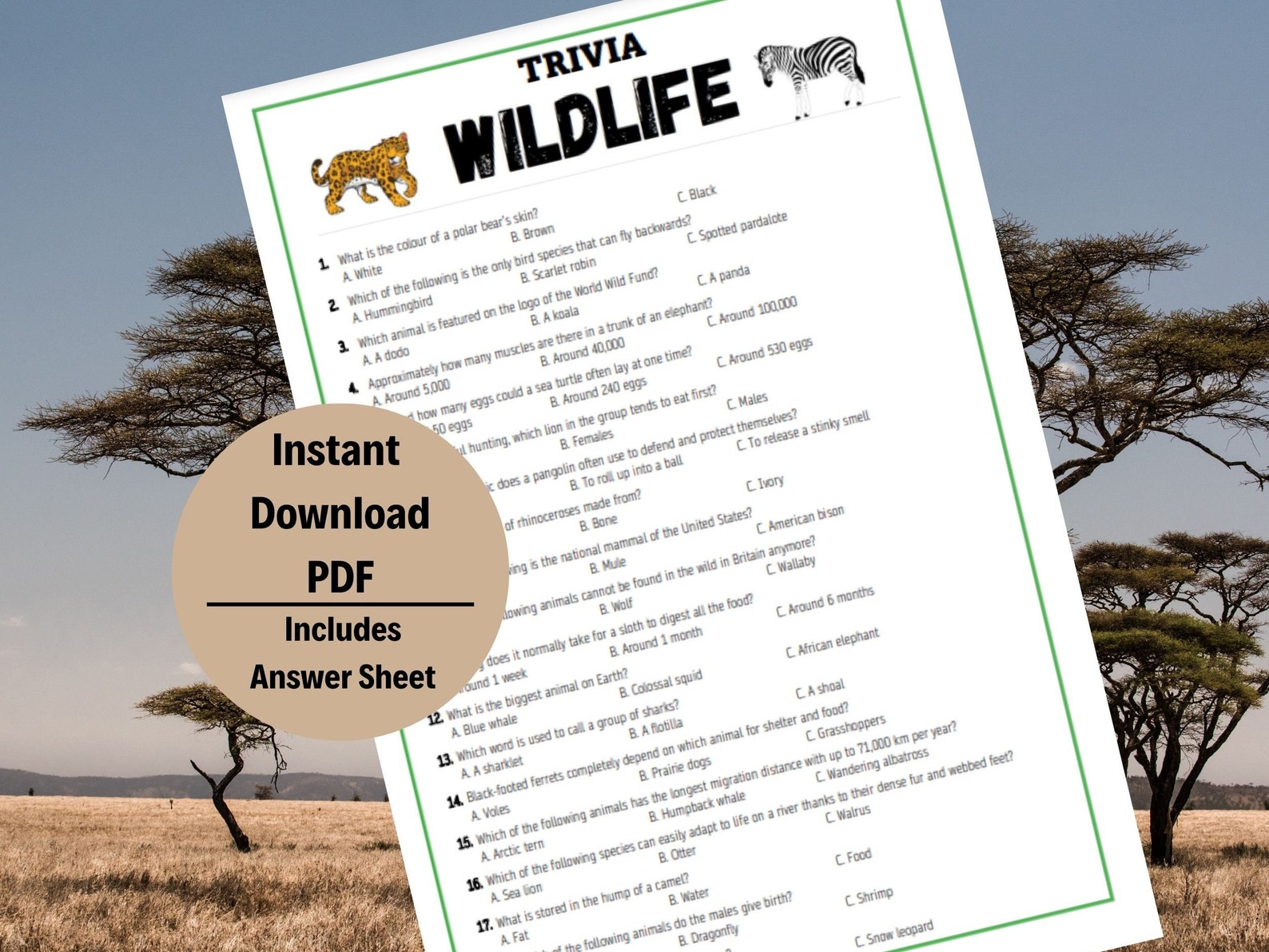 Wildlife Quiz, Animal Trivia, Animal Trivia Game, Fun Animal Trivia ...